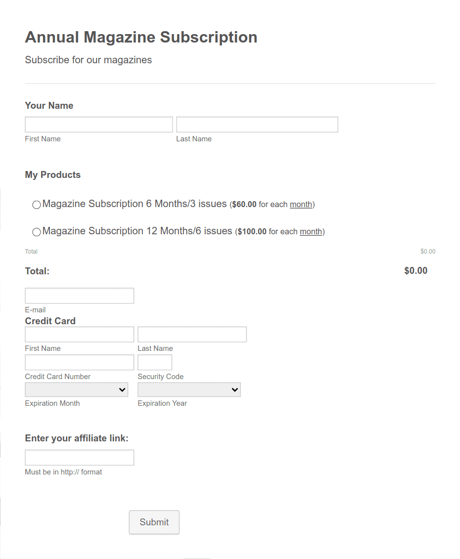 Chargify Magazine Subscription Form Template | Jotform