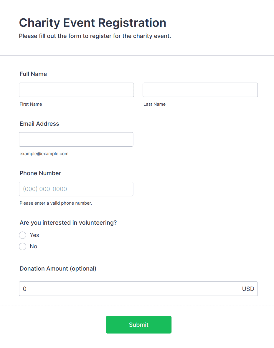 Charity Event Registration Form Template | Jotform