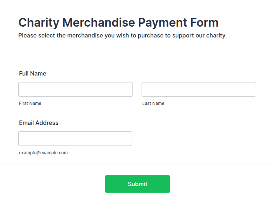 Charity Merchandise Payment Form Template | Jotform