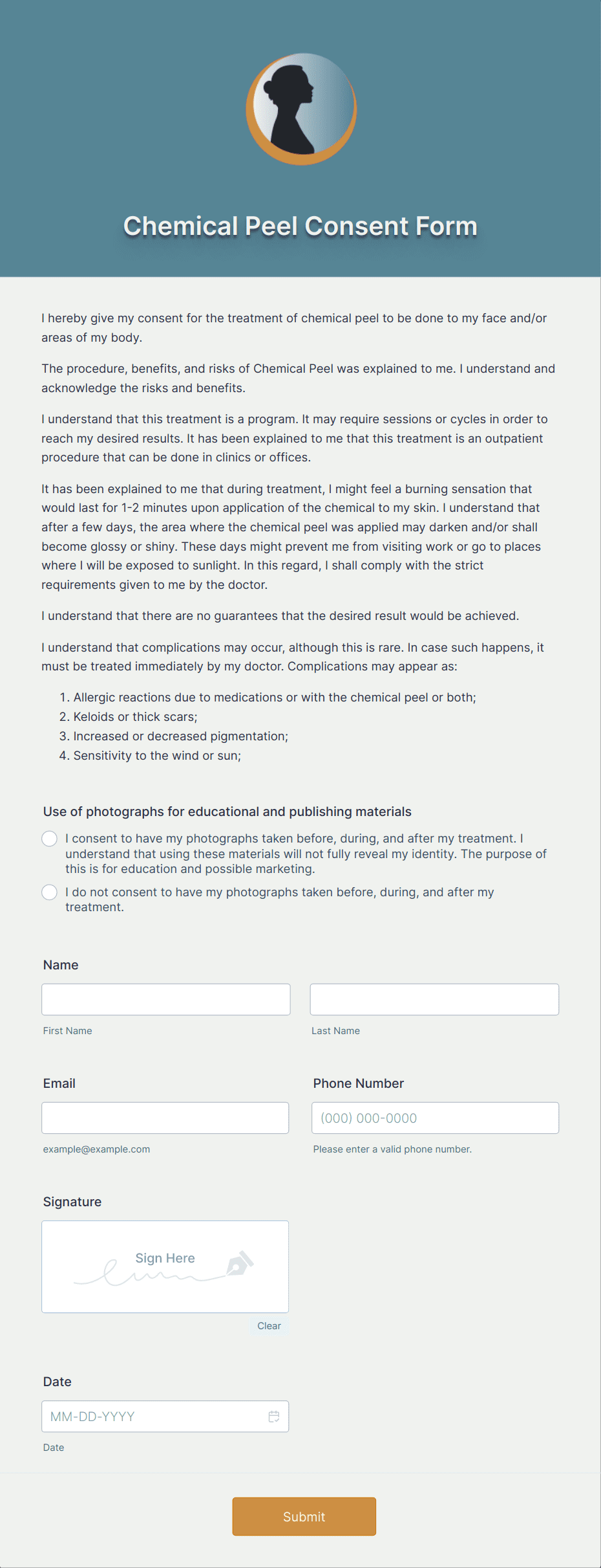 Chemical Peel Consent Form Template | Jotform