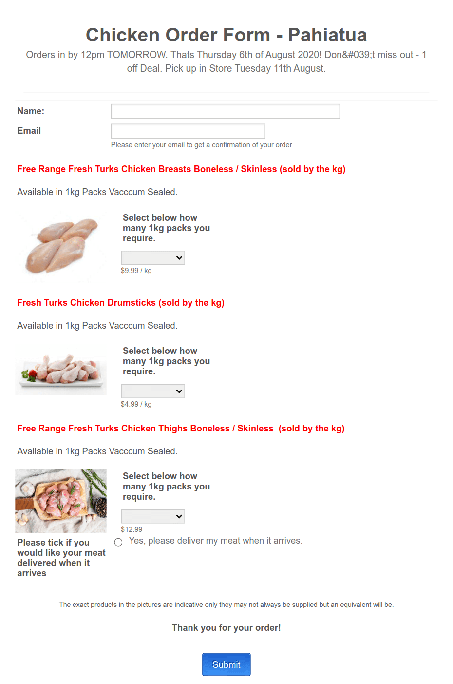 Chicken Order Form Template | Jotform