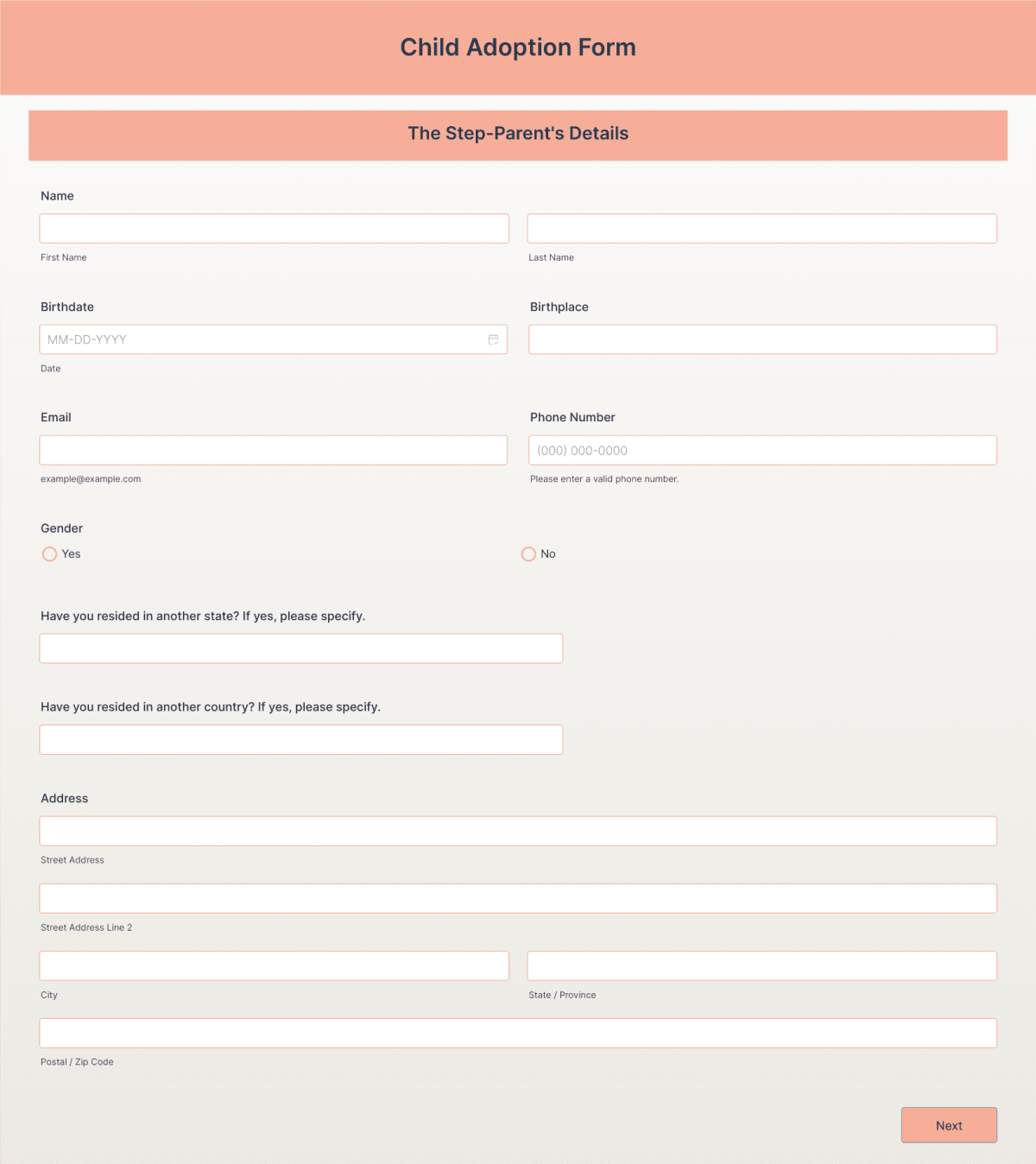 Child Adoption Form Template | Jotform