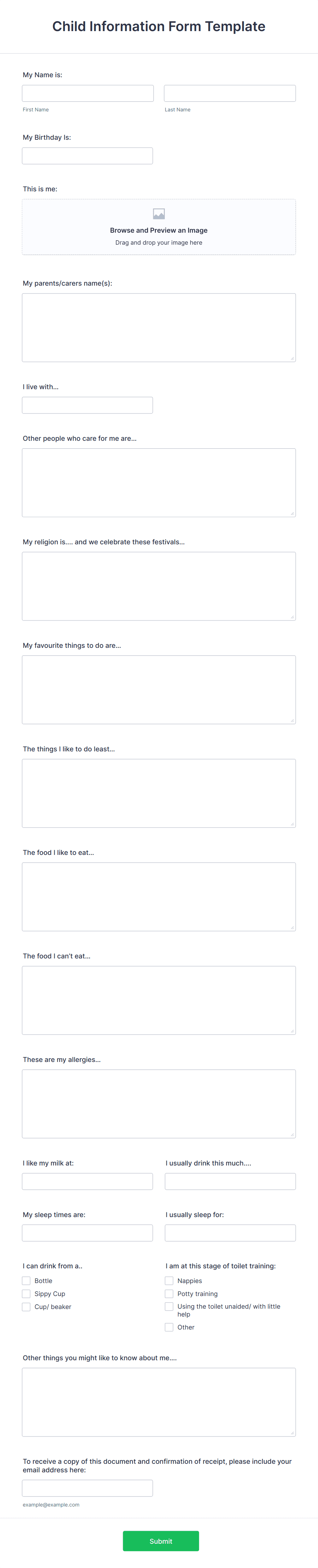 Child Information Form Template | Jotform