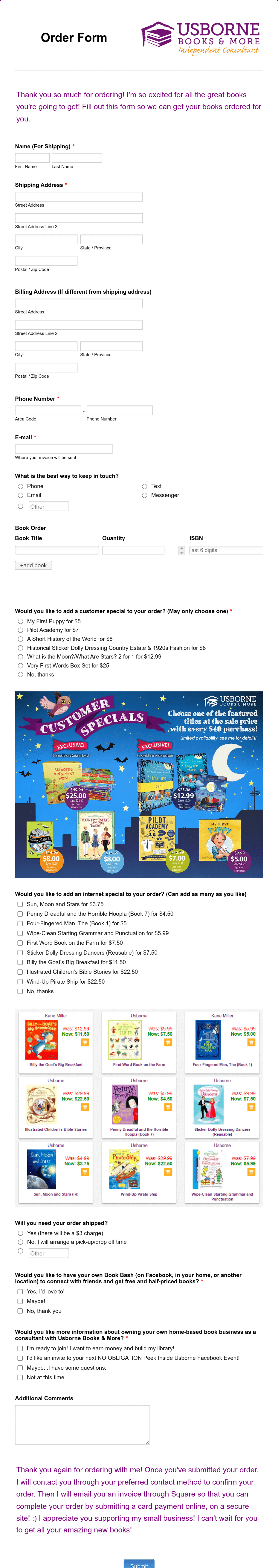 Children's Books Order Form Template | Jotform