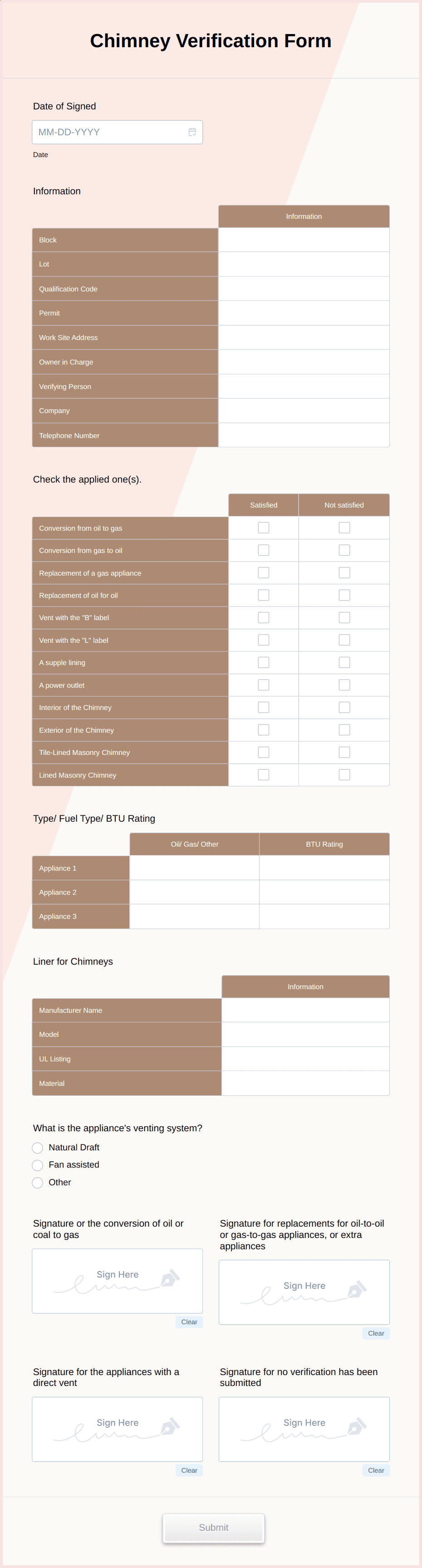 Chimney Verification Form Template | Jotform