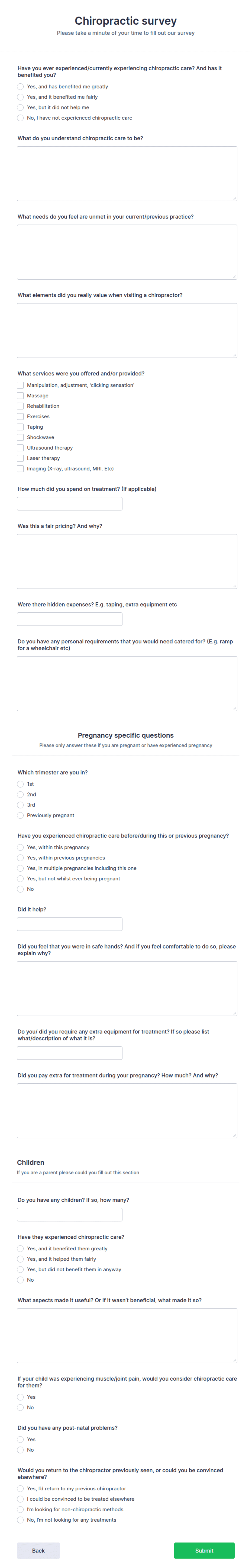 Chiropractic Survey Form Template | Jotform