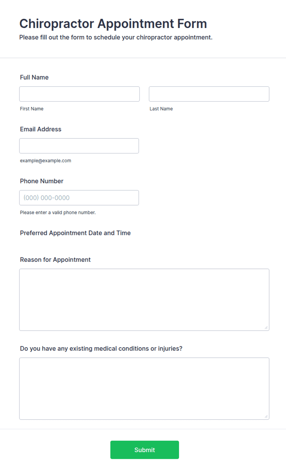 Chiropractor Appointment Form Template | Jotform