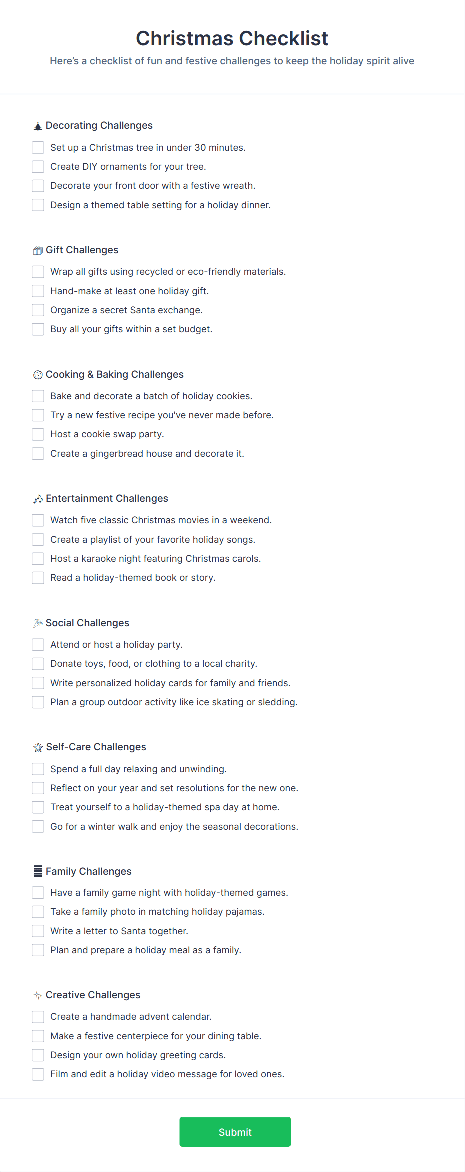 Christmas Checklist Form Template | Jotform