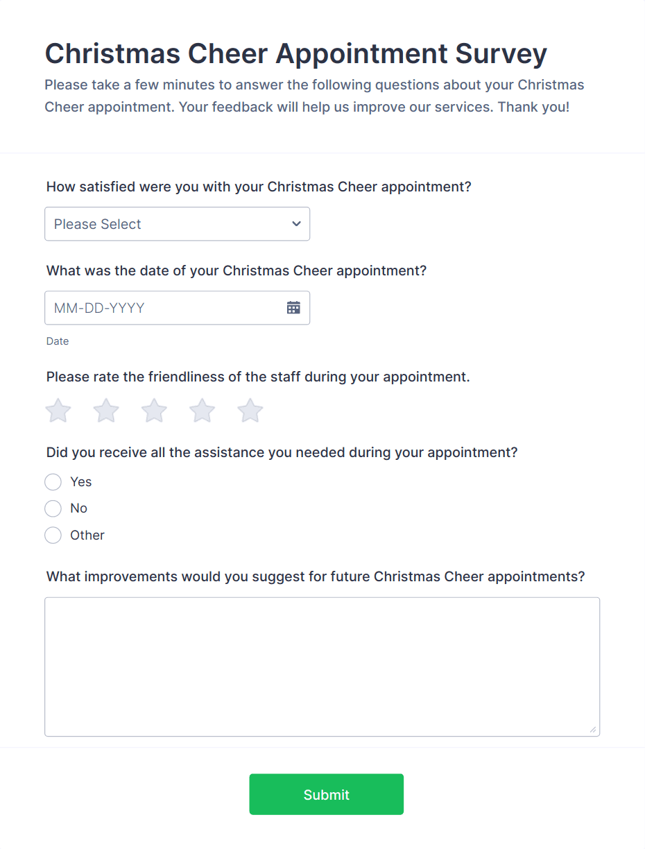 Christmas Cheer Appointment Survey Form Template | Jotform