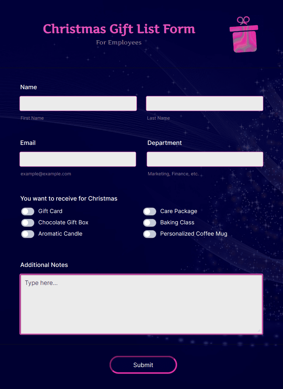 Christmas Gift List Form Template | Jotform
