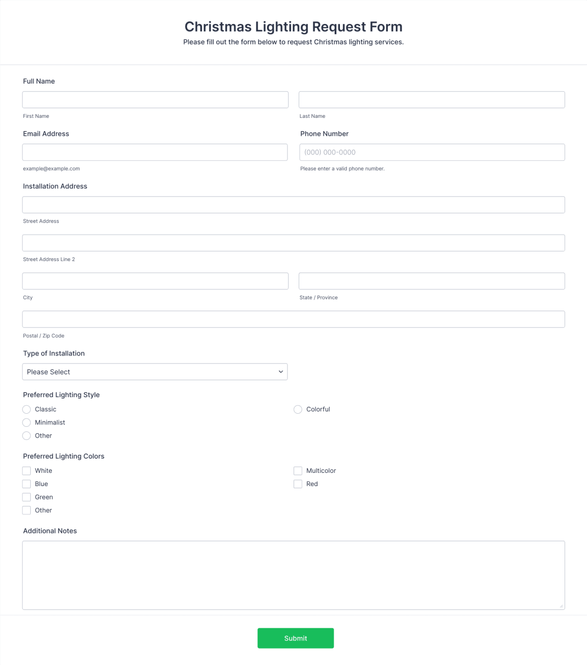 Christmas Lighting Request Form Template | Jotform
