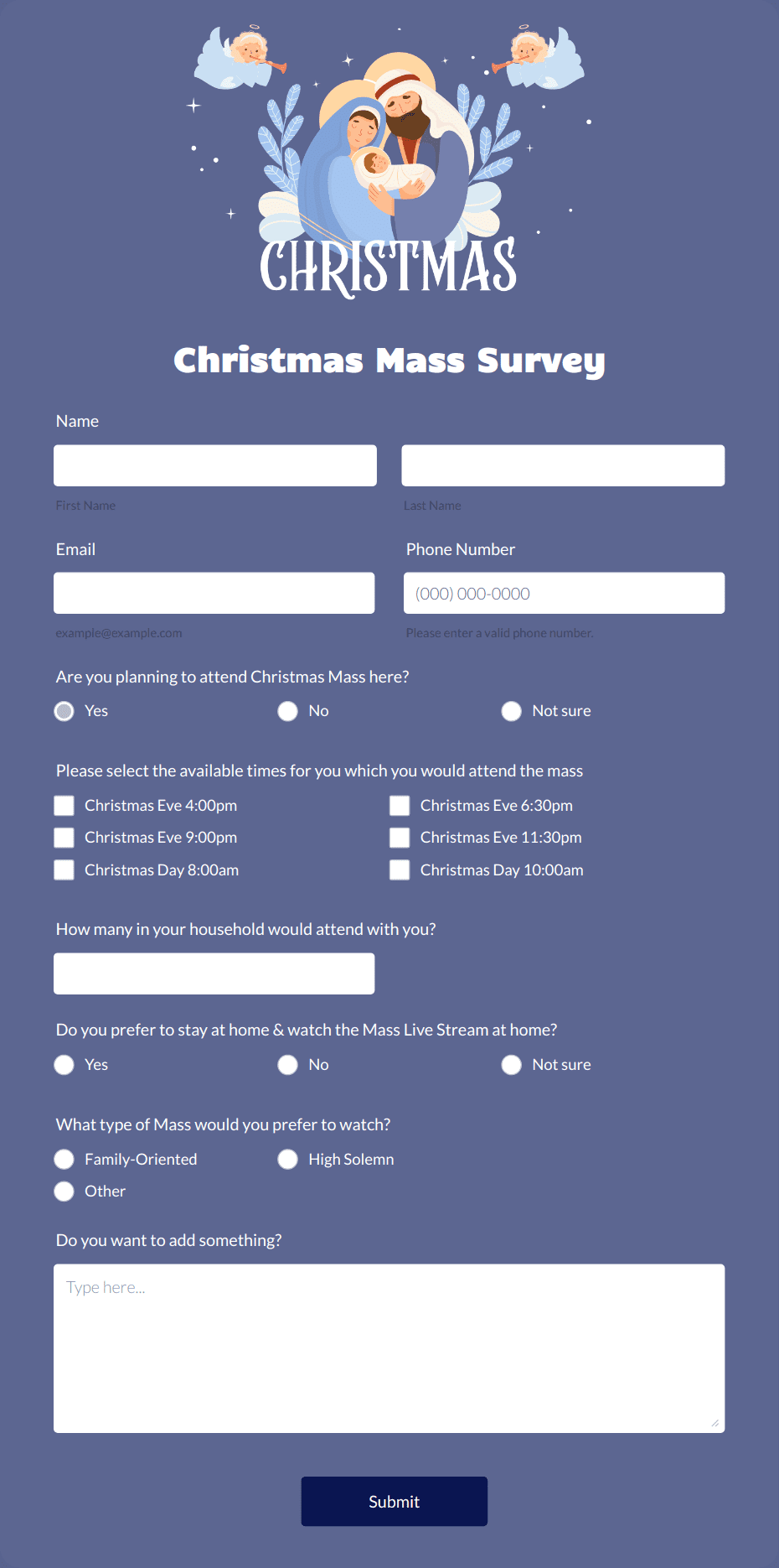 Christmas Mass Survey Form Template | Jotform