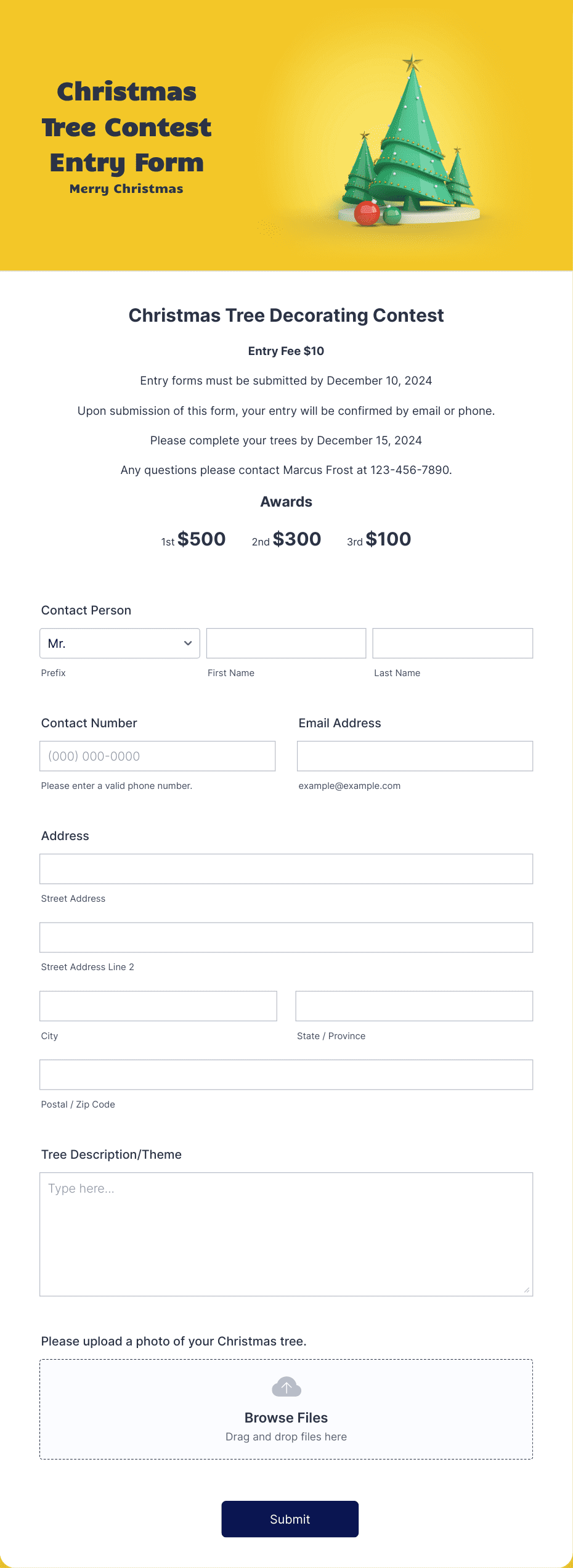 Christmas Tree Contest Entry Form Template | Jotform