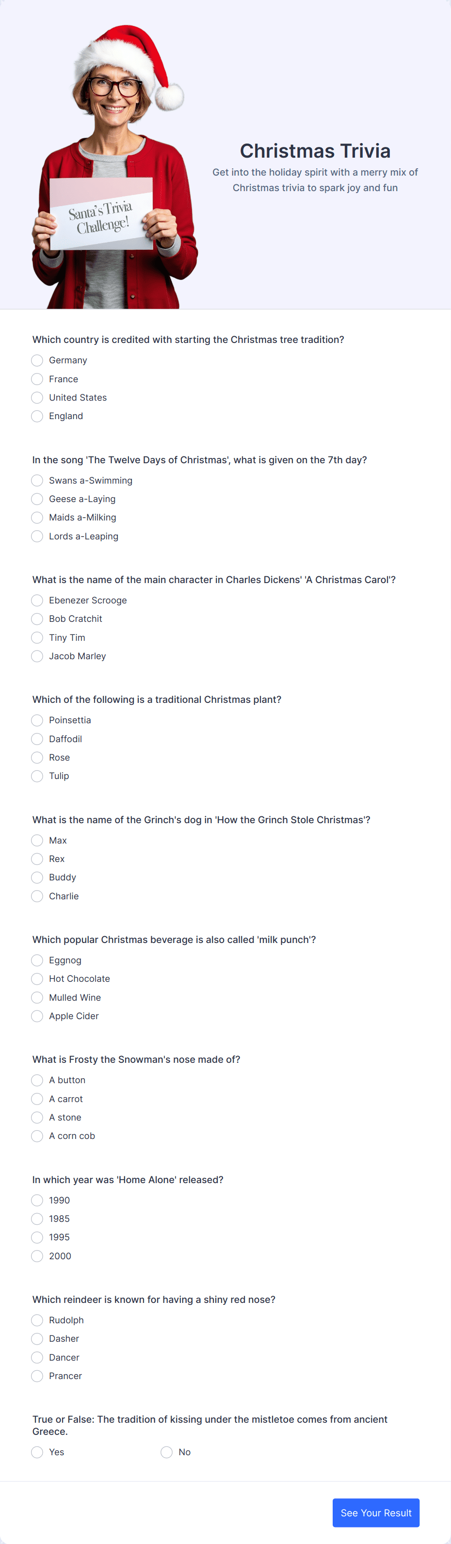 Christmas Trivia Form Template | Jotform