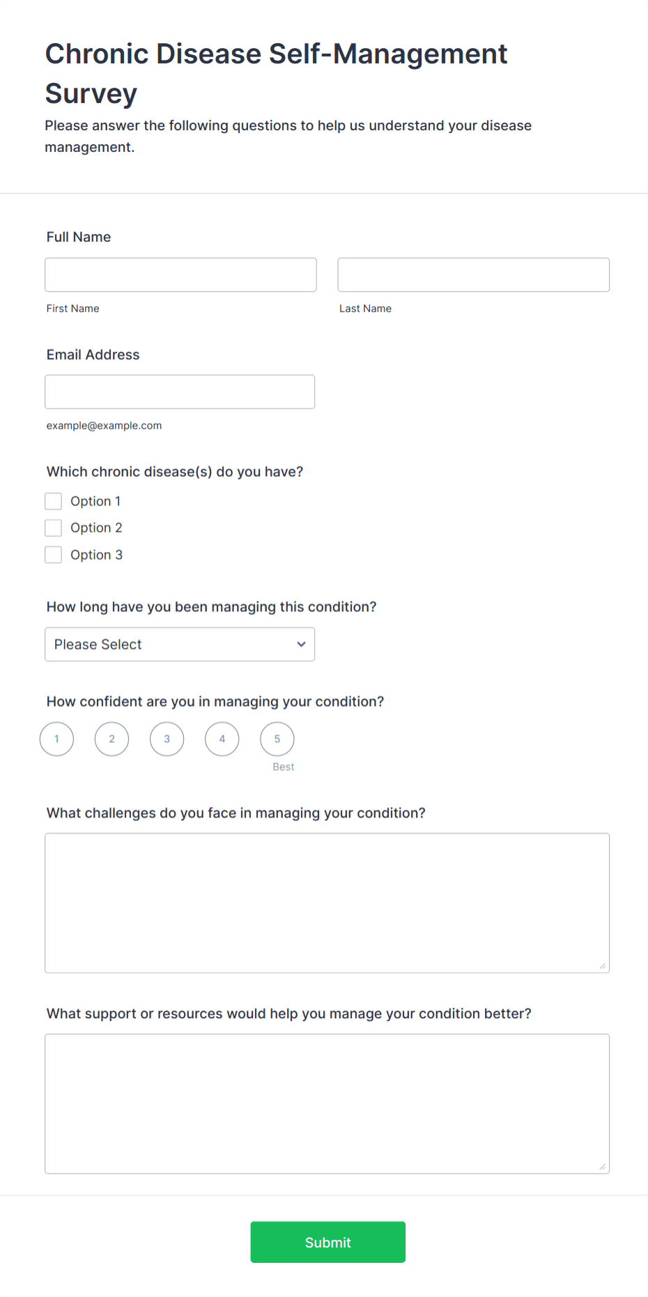 Chronic Disease Self-Management Survey Form Template | Jotform