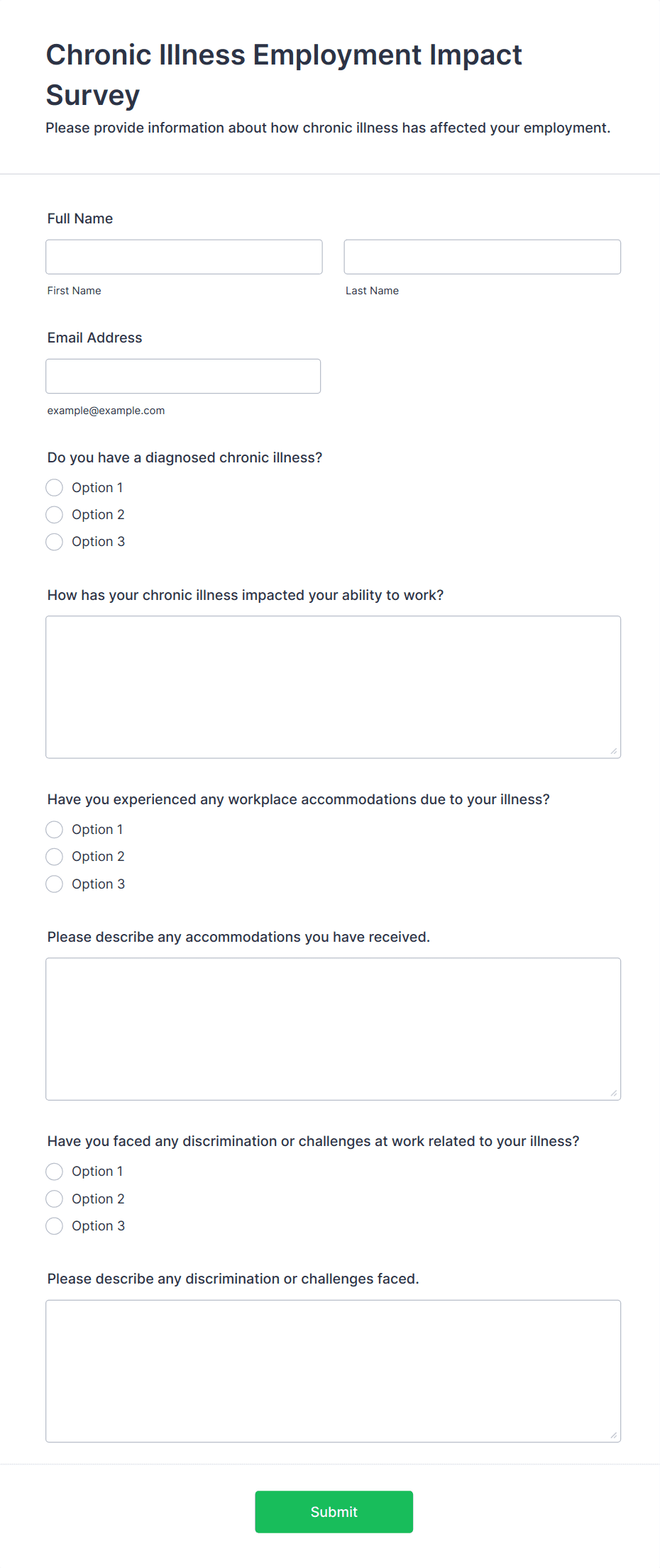 Chronic Illness Employment Impact Survey Form Template | Jotform