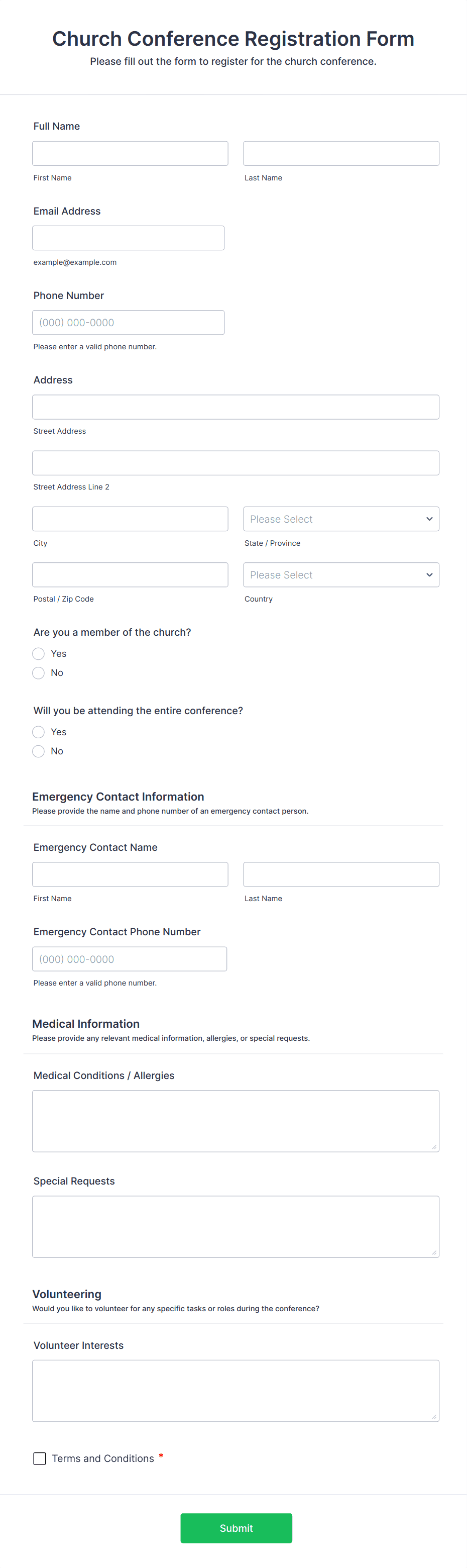 Church Conference Registration Form Template | Jotform