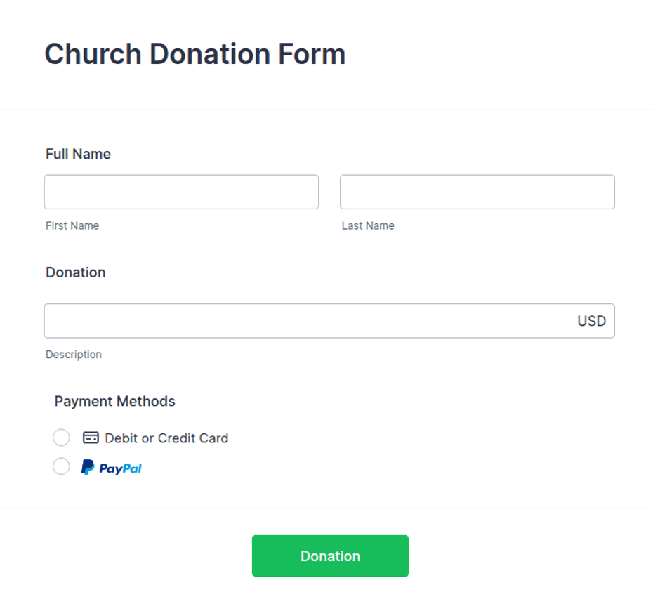 Church Donation Form Template | Jotform