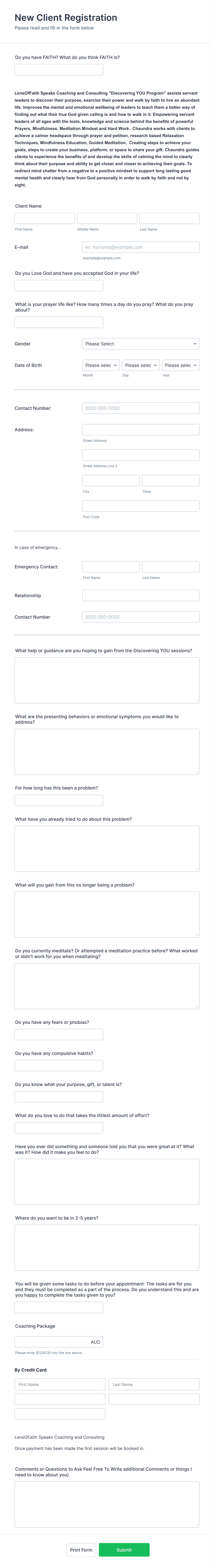 Church Intake Form Template | Jotform