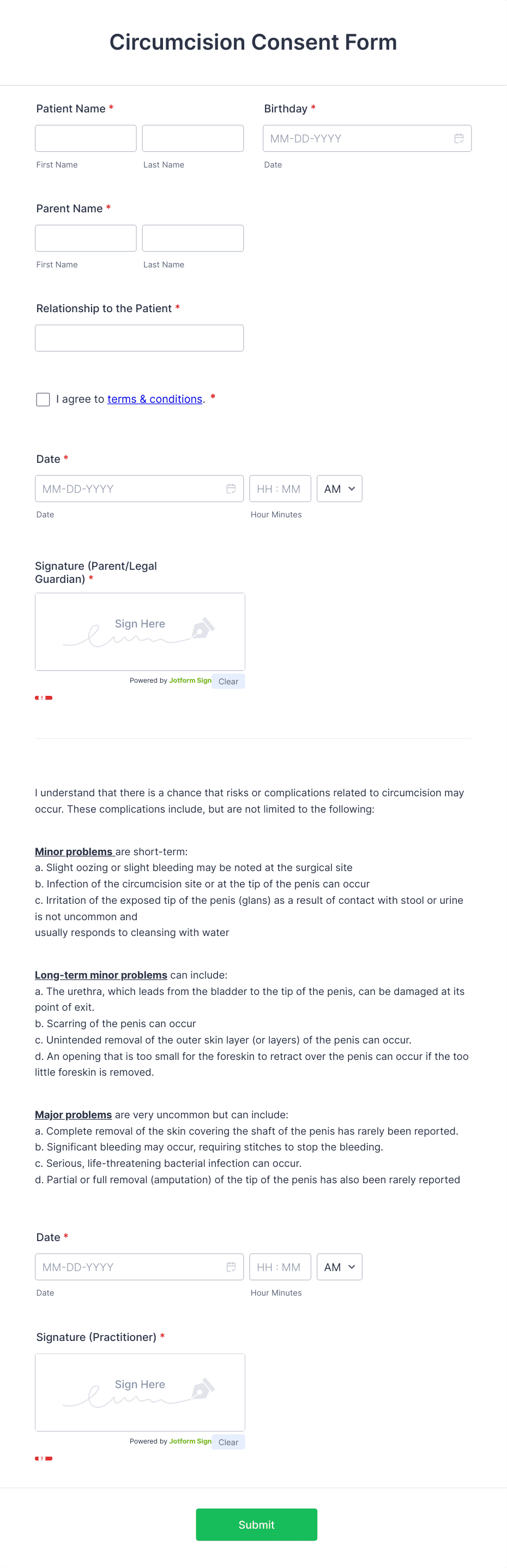 Circumcision Consent Form Template | Jotform