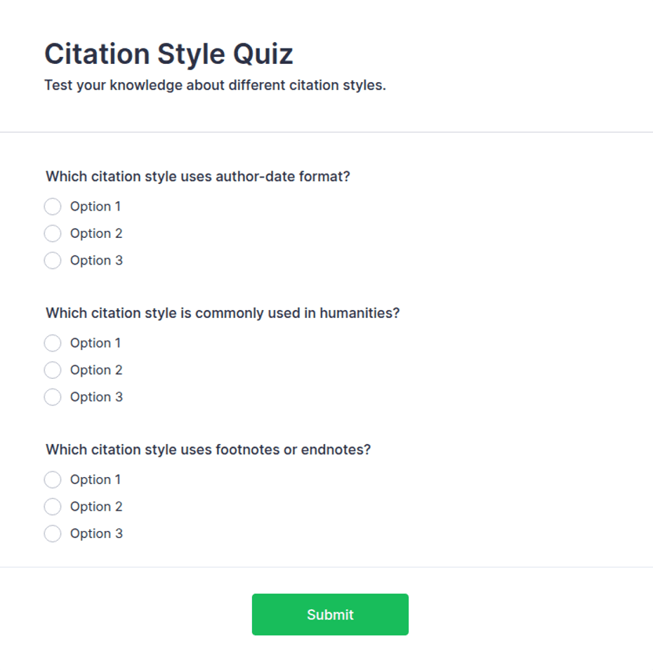 Citation Style Quiz Form Template | Jotform