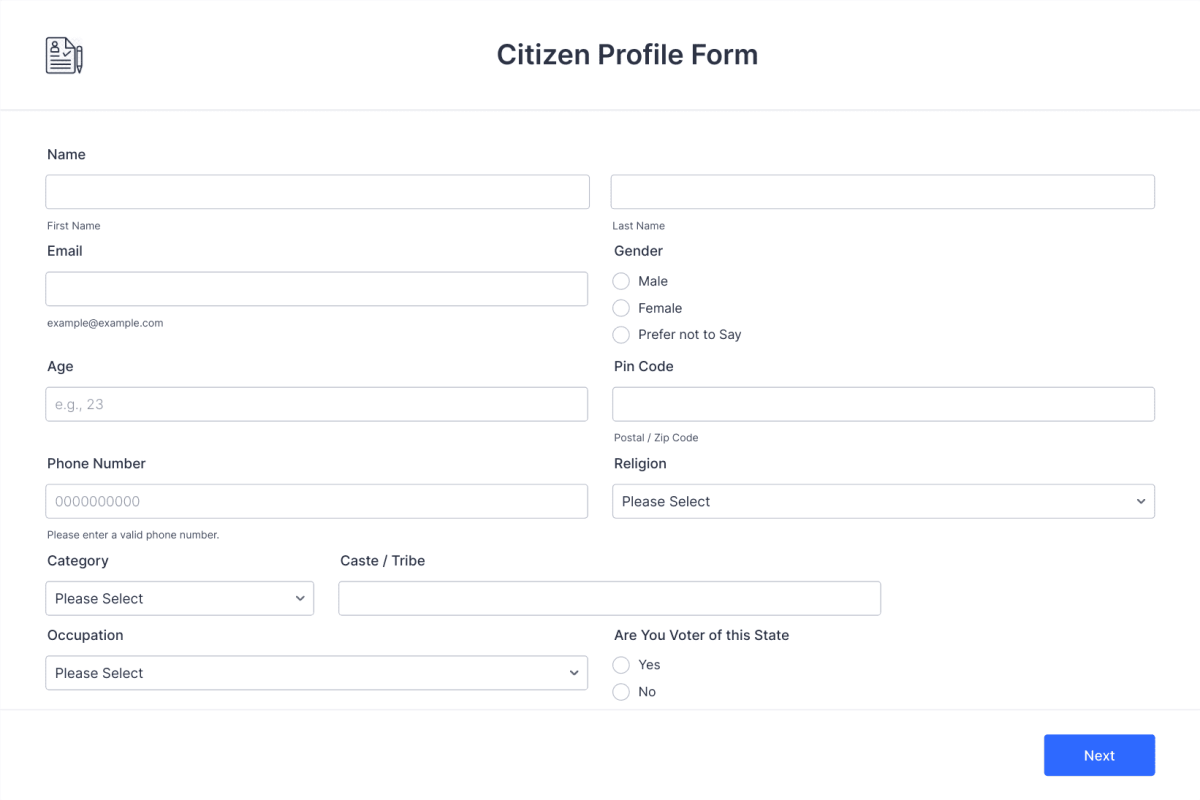 Citizen Profile Form Template | Jotform