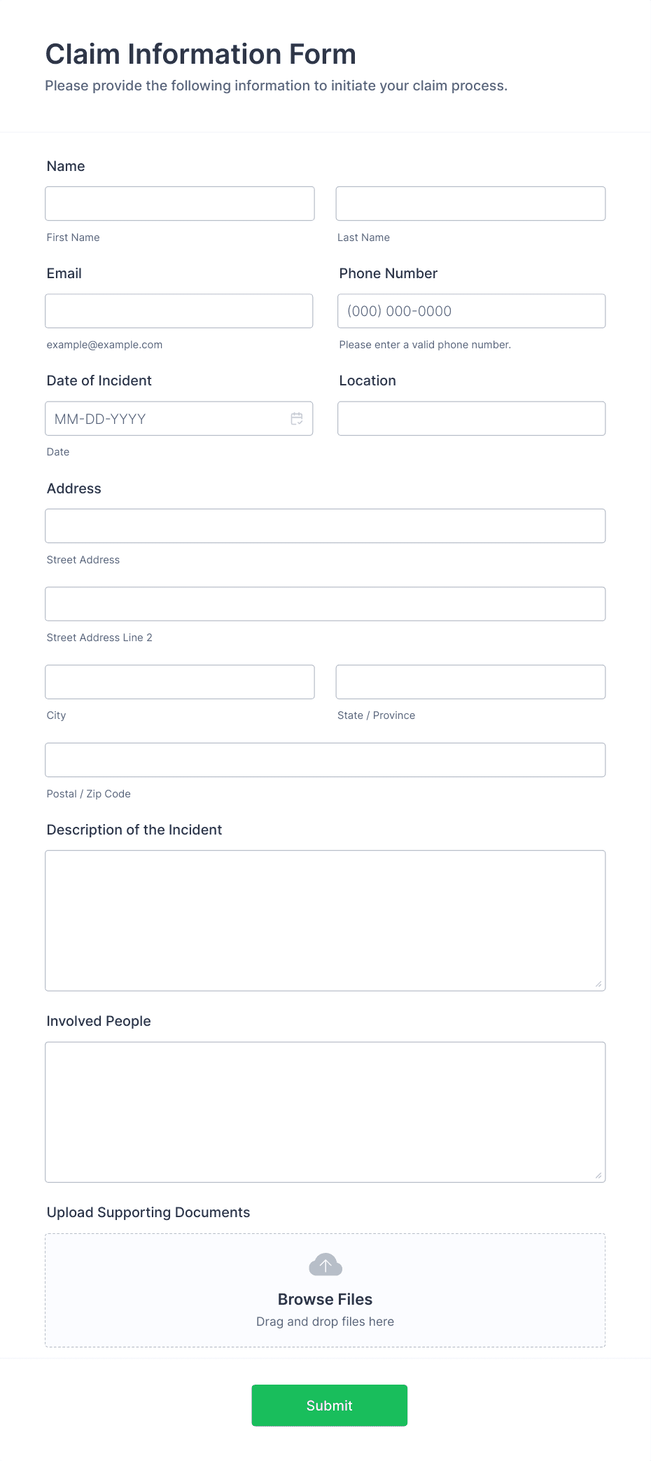 Claim Information Form Template | Jotform