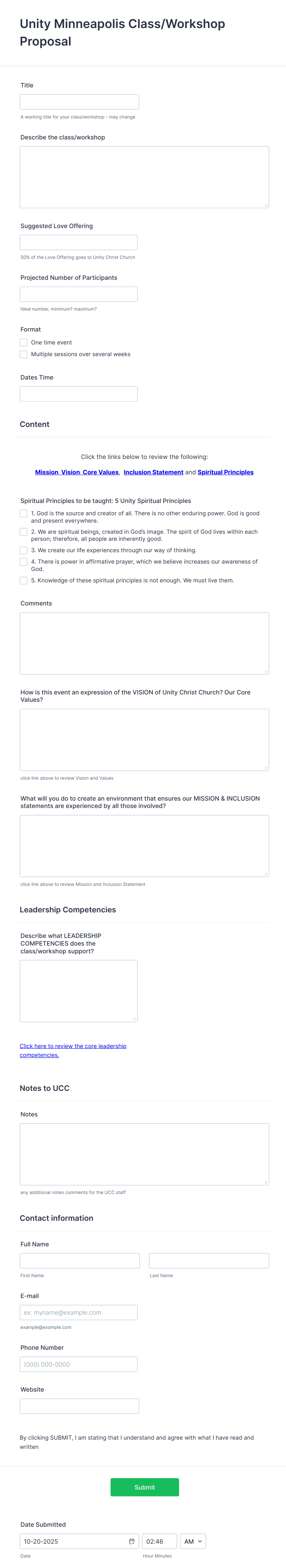Class/Workshop Proposal Form Template | Jotform