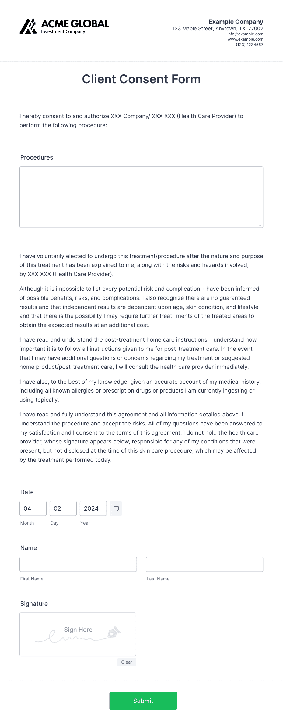 Client Consent Form Template | Jotform