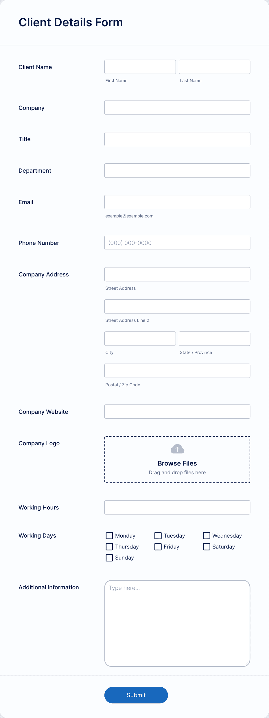 Client Details Form Template | Jotform