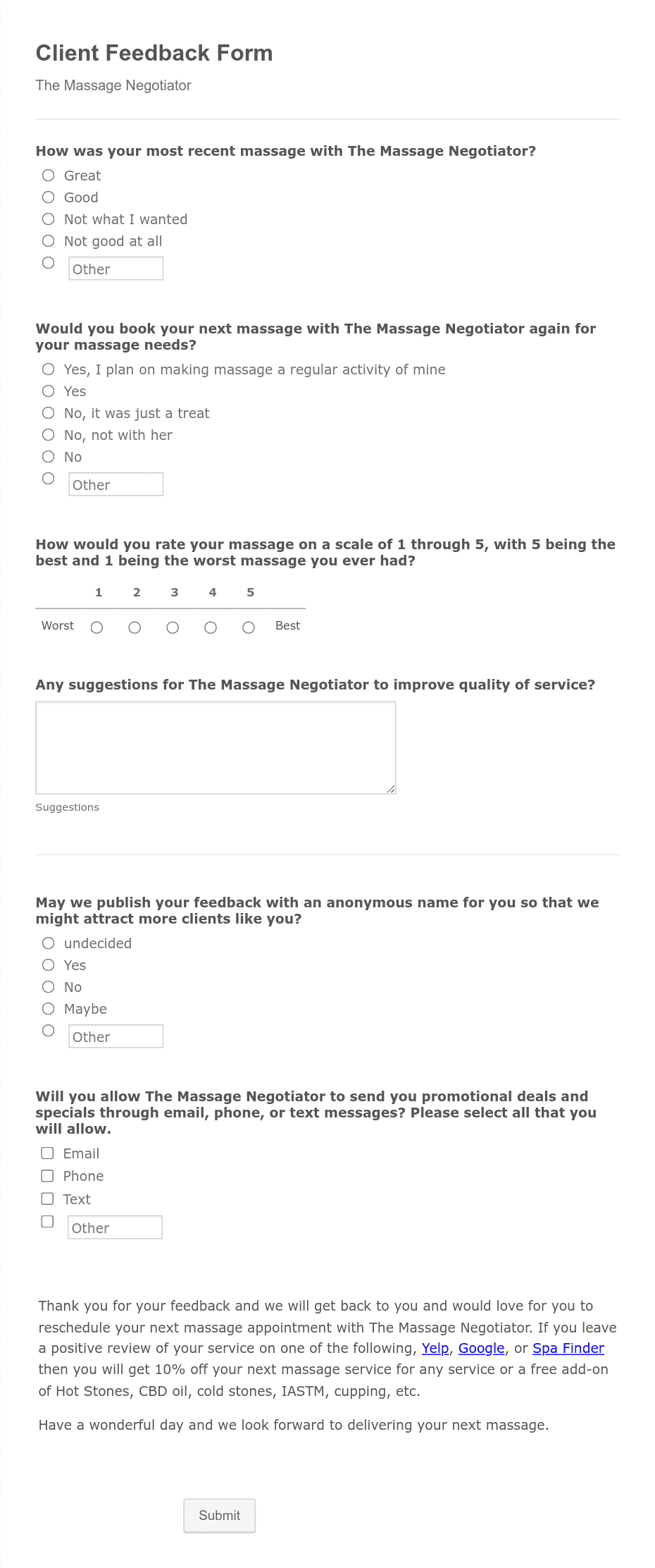 Client Feedback Form Template | Jotform