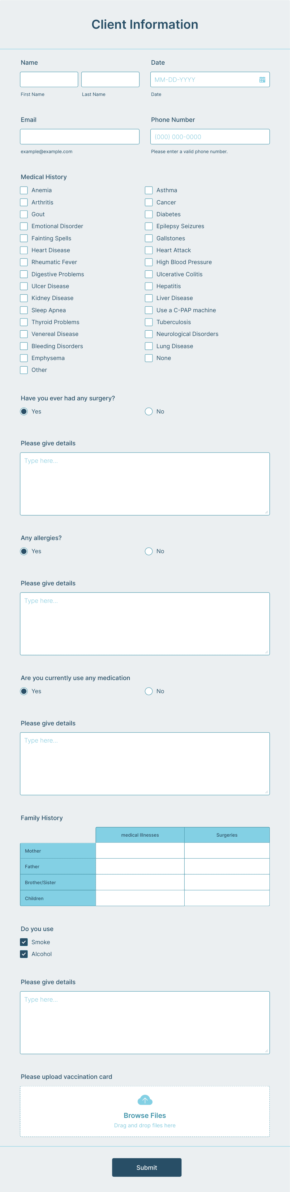 Client History Form Template | Jotform