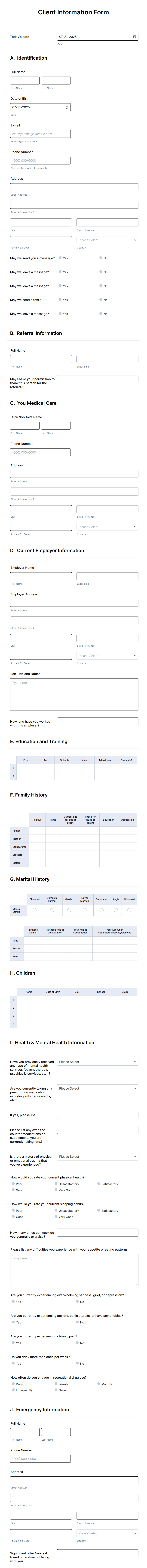 Client Information Form Template | Jotform