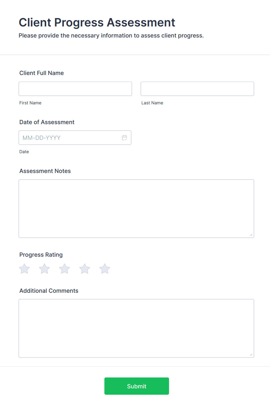 Client Progress Assessment Form Template | Jotform