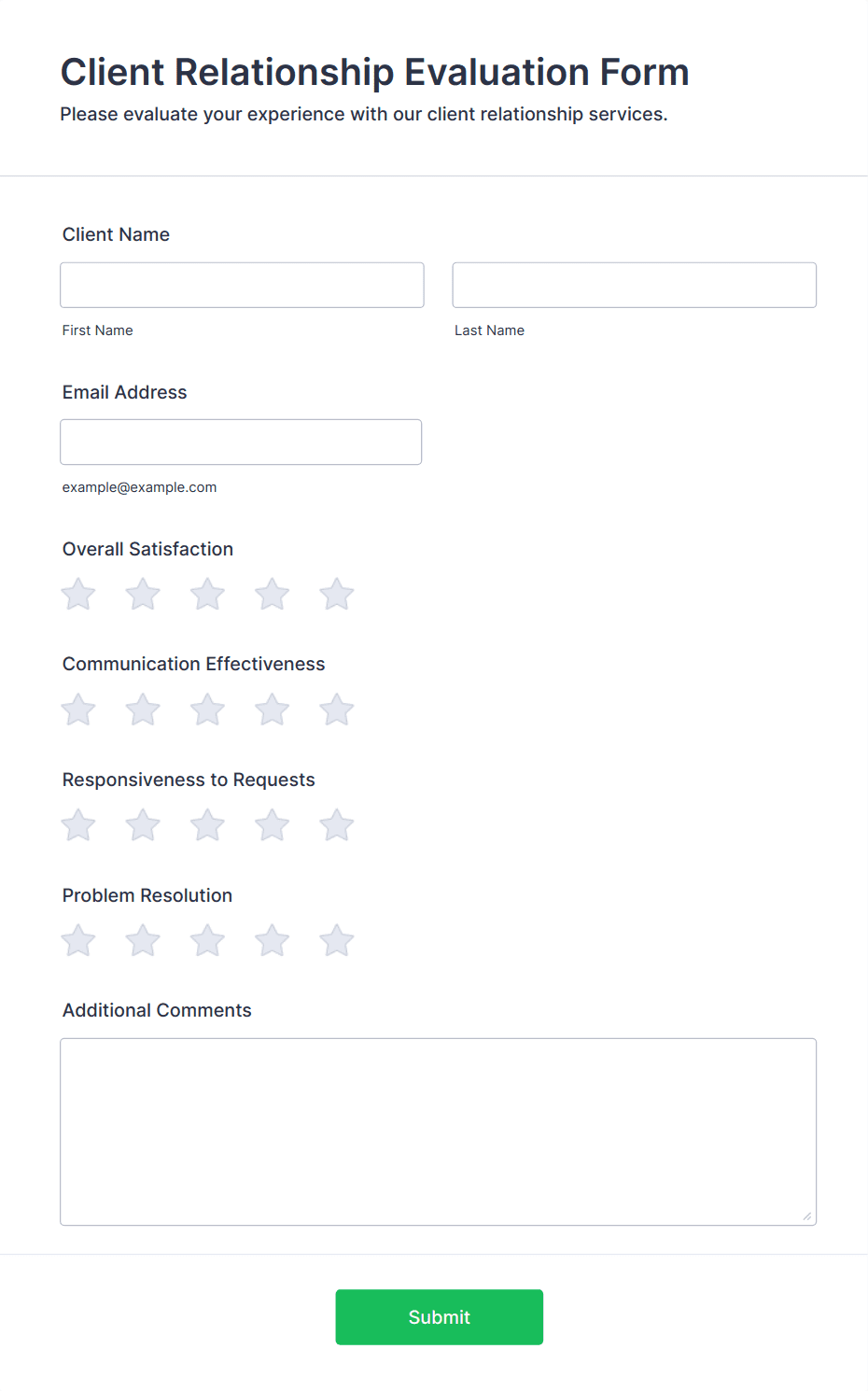 Client Relationship Evaluation Form Template | Jotform