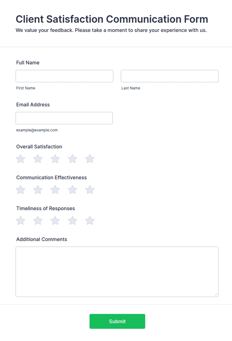 Client Satisfaction Communication Form Form Template | Jotform