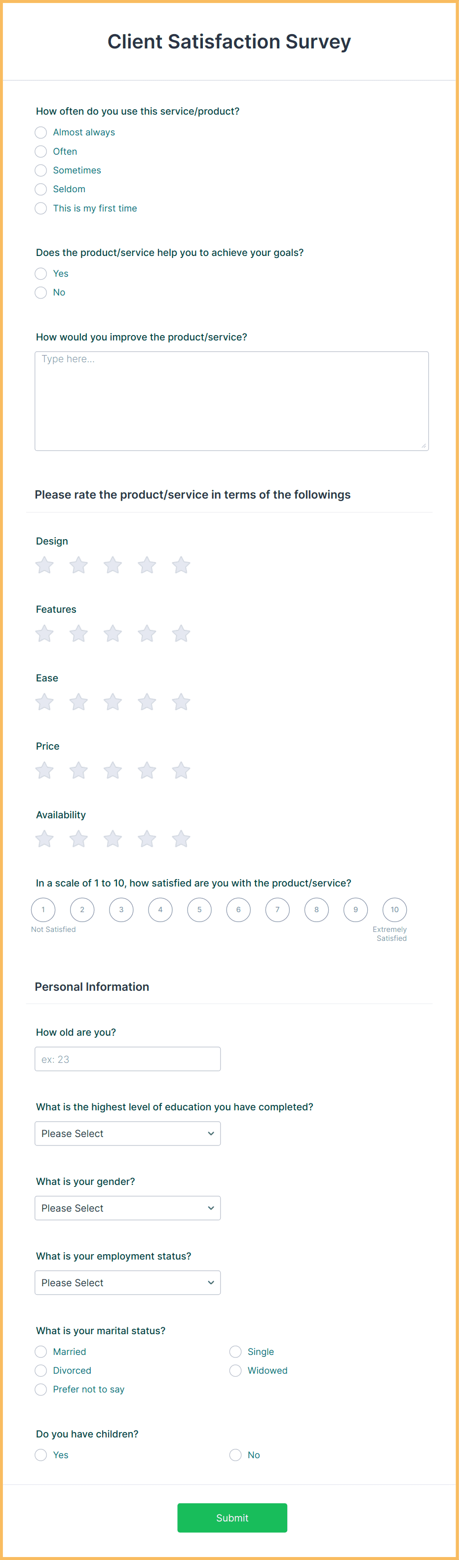 Client Satisfaction Form Template | Jotform