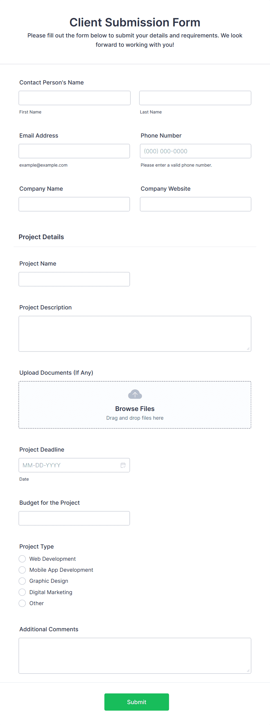Client Submission Form Template | Jotform