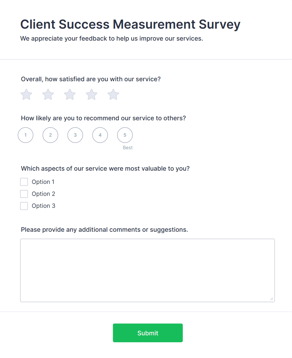 Client Success Measurement Survey Form Template | Jotform
