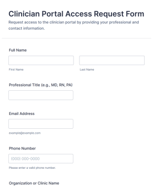 Clinician Portal Access Request Form Template | Jotform