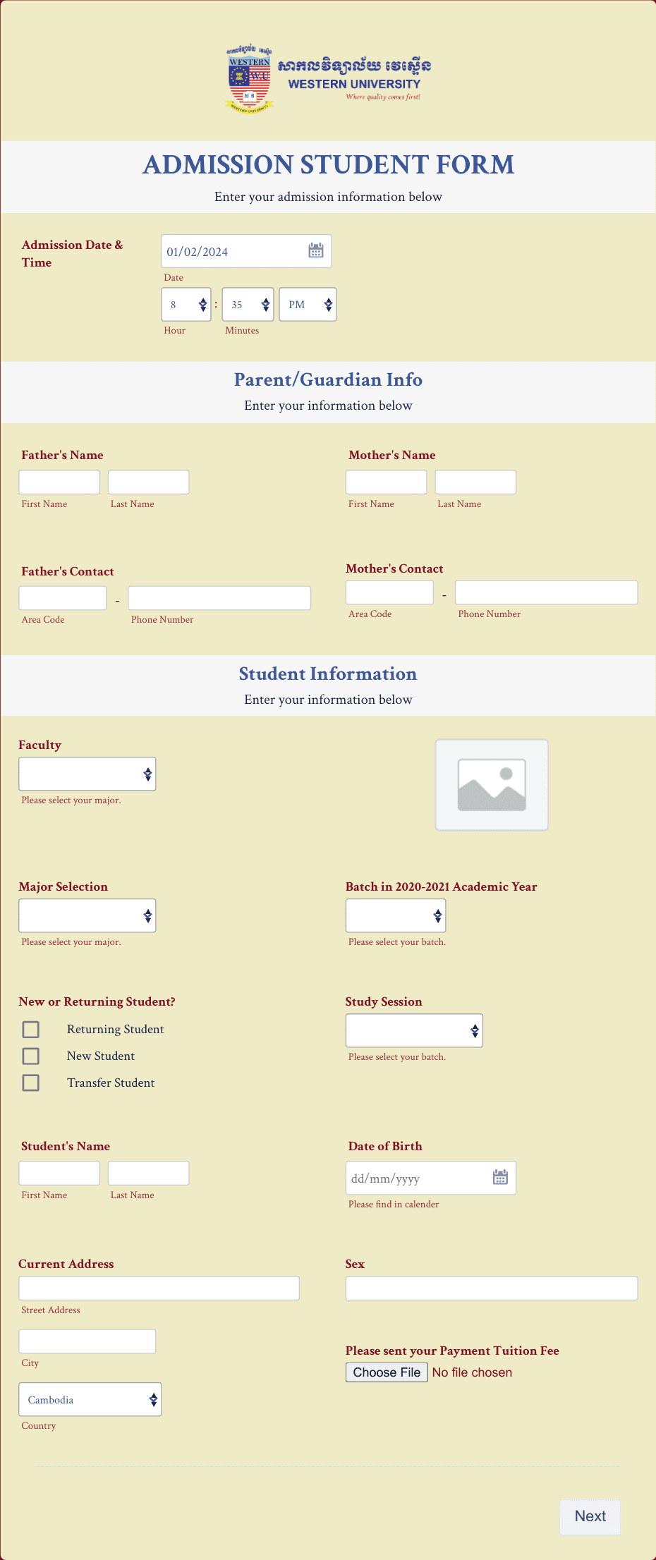 Clone of ONLINE ADMISSION Form Template | Jotform