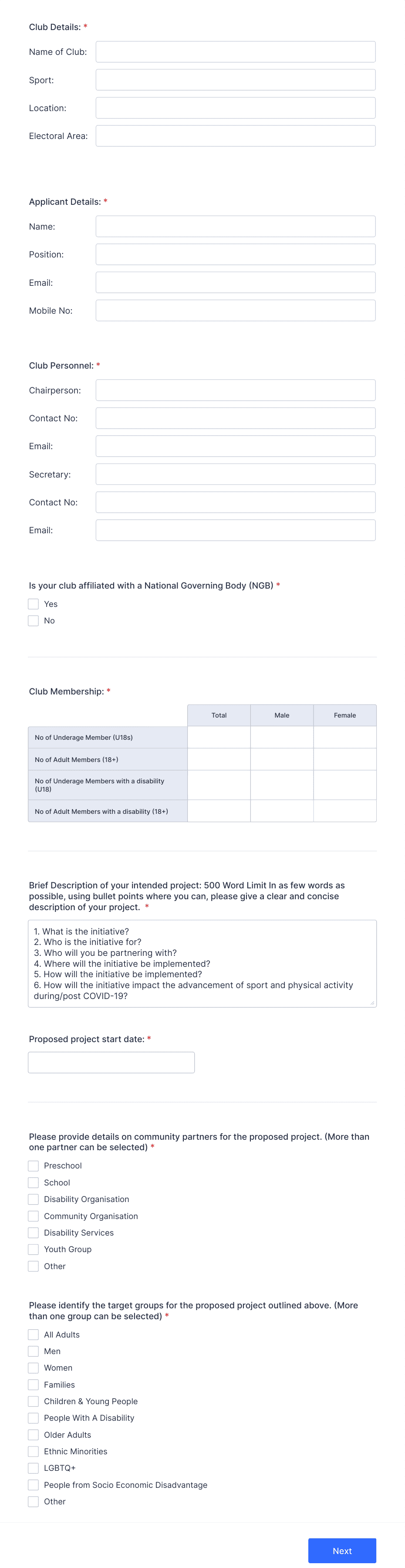 Club Funding Request Form Template | Jotform