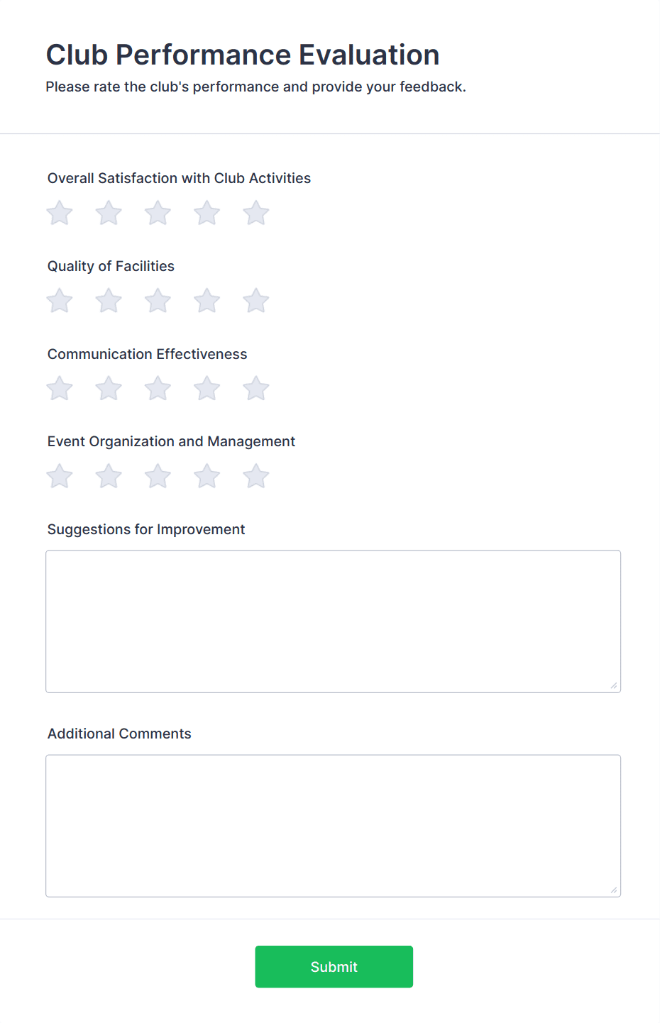 Club Performance Evaluation Form Template | Jotform
