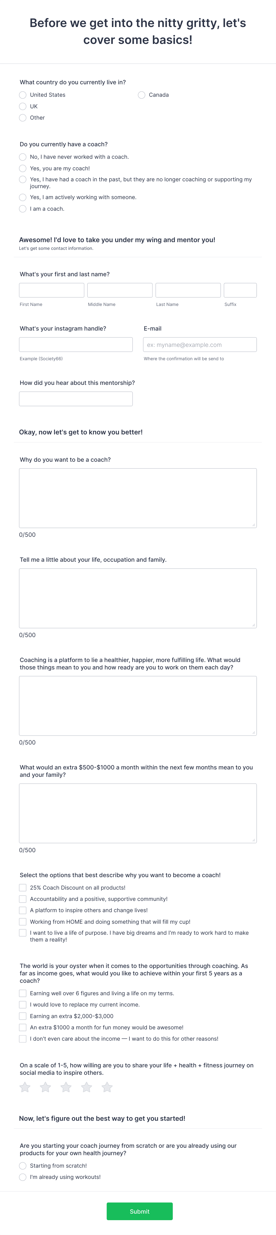 Coach Application Form Template | Jotform