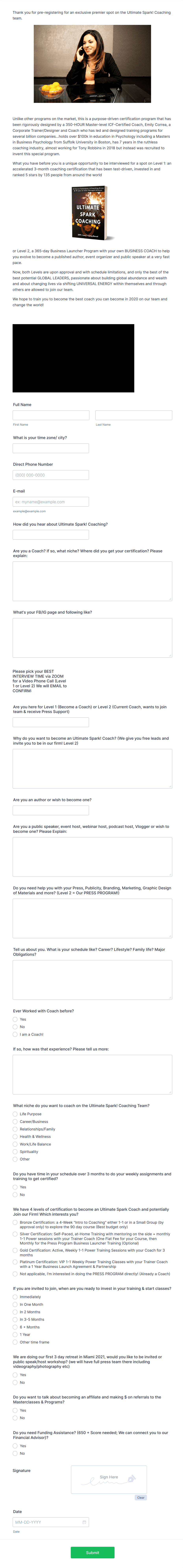 Coaching Program Application Form Template | Jotform