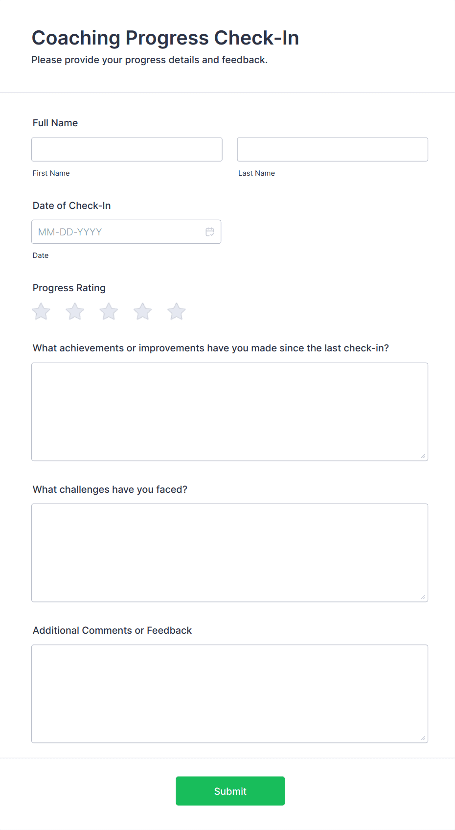 Coaching Progress Check-In Form Template | Jotform
