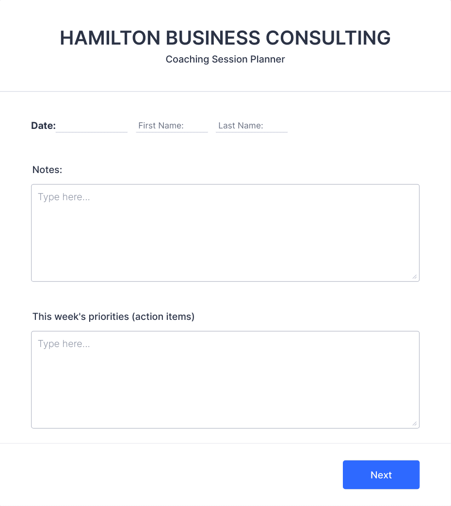 Coaching Session Planner Form Template | Jotform