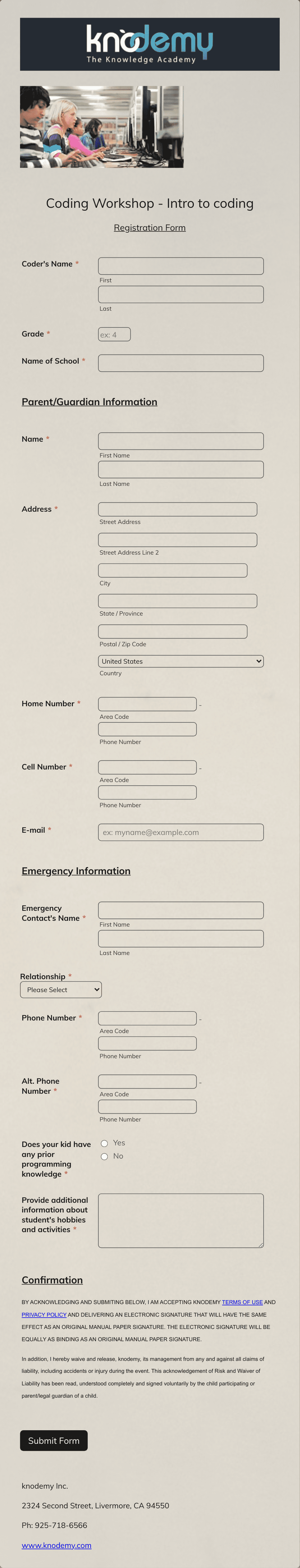 Coding Workshop Registration Form Template | Jotform