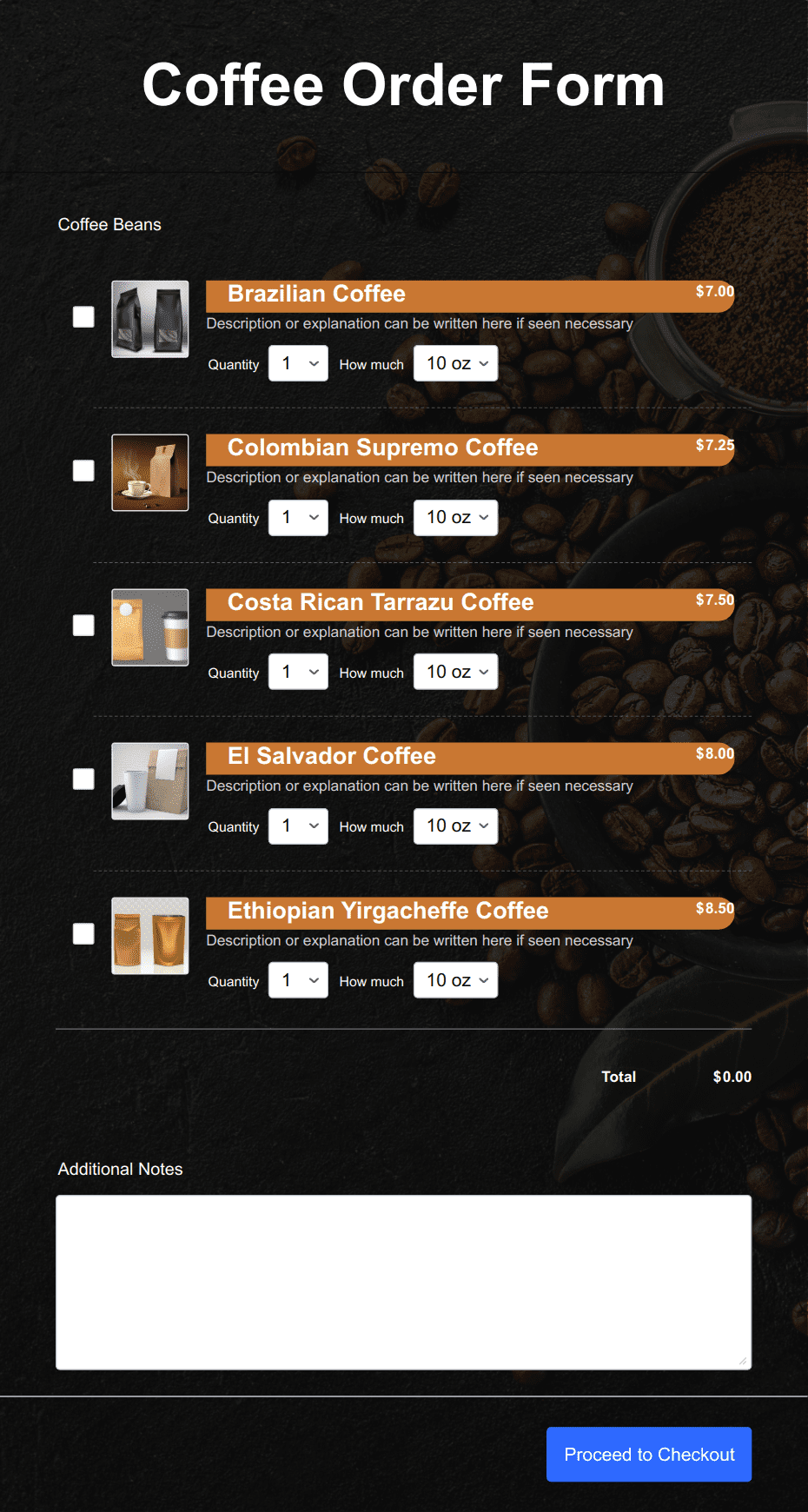 Coffee Order Form Template | Jotform