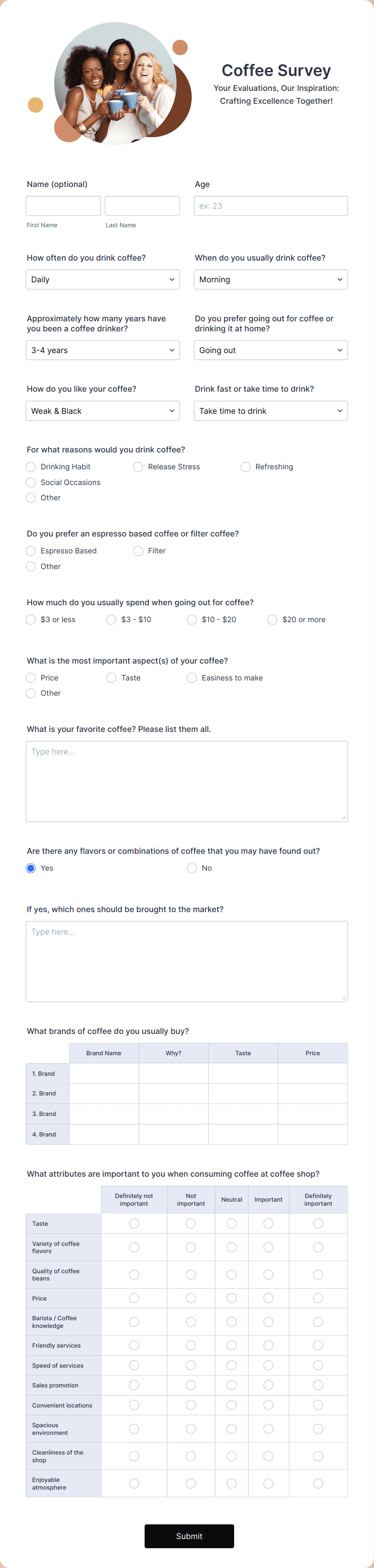 Coffee Survey Form Template | Jotform